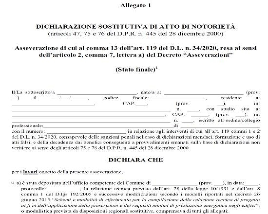 Bonus 110%: ecco i modelli per l’asseverazione | Build News